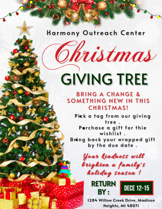 Christmas Giving Tree Fundraiser Flyer Template | PosterMyWall