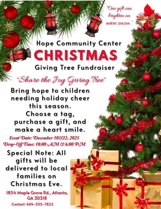 Plantilla de Christmas Giving Tree Fundraiser Flyer | PosterMyWall