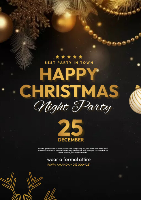 Modèle Christmas Gold Theme | PosterMyWall