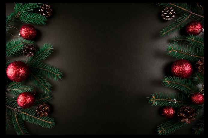 Christmas green fir tree branches with red ba Template | PosterMyWall