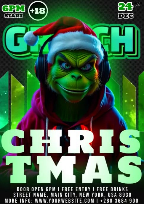 Christmas Grinch party Template | PosterMyWall