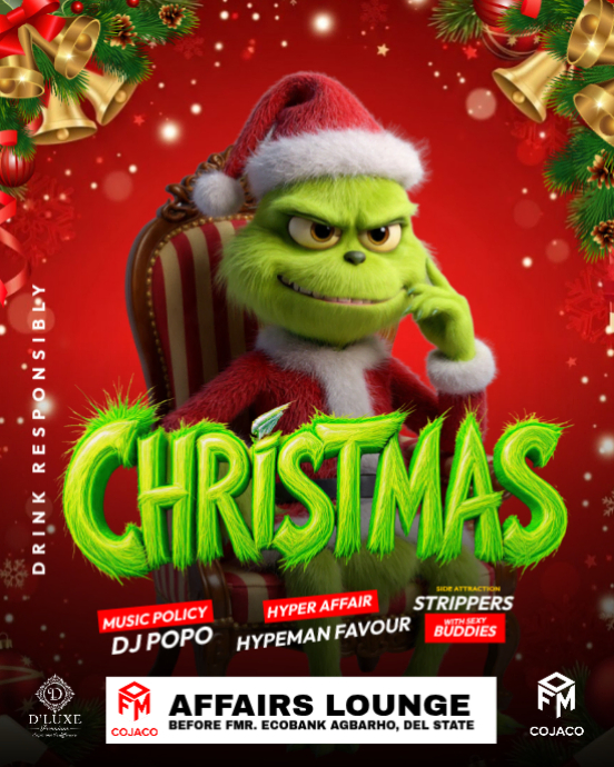 Christmas Grinch Party Flyer Template | PosterMyWall