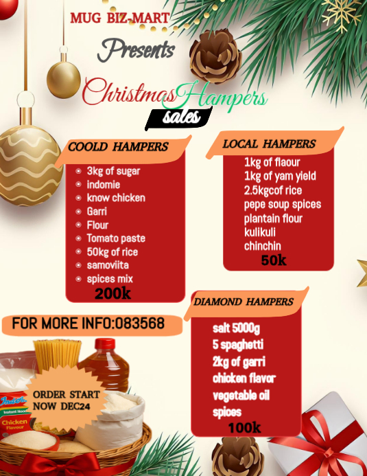 Christmas hampers sales flyer design Template | PosterMyWall