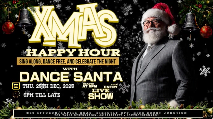 Christmas Happy Hour Dance Night Template | PosterMyWall