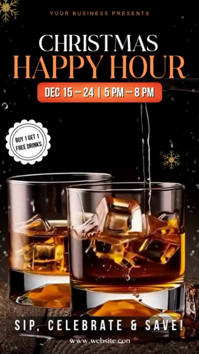 Christmas Happy Hour Drink Specials Flyer Template | PosterMyWall