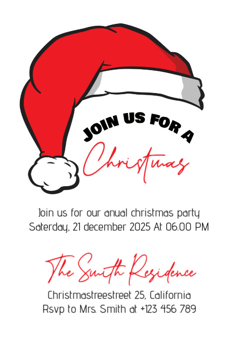 Christmas hat party invite Template | PosterMyWall