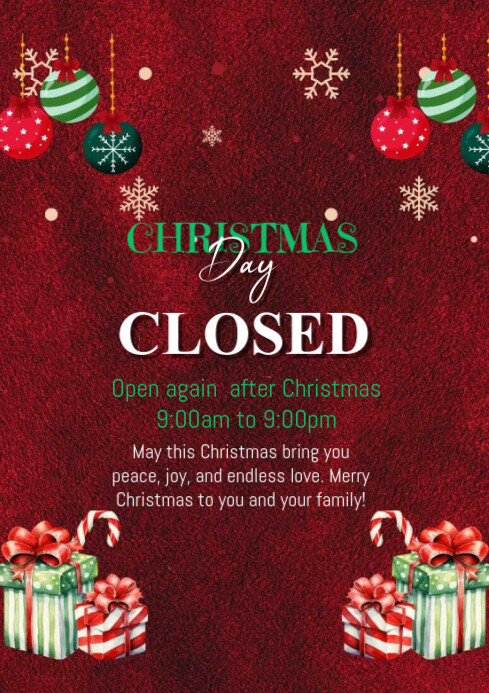 Christmas holiday closed Template | PosterMyWall