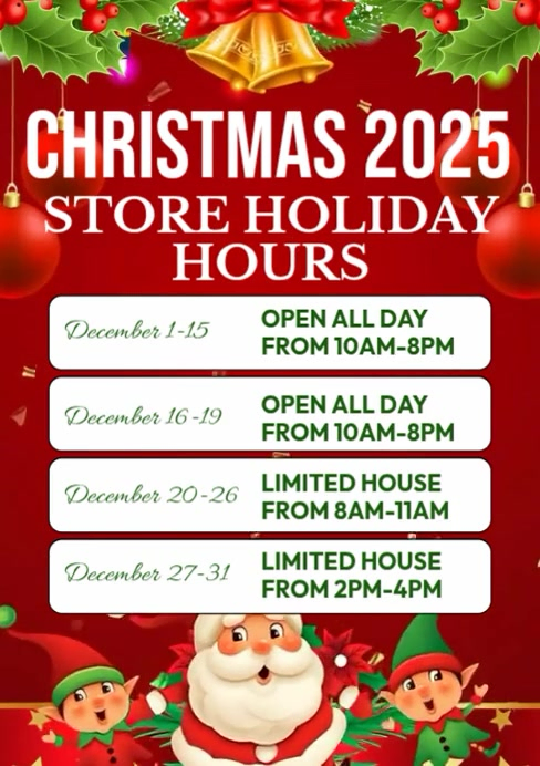 Christmas Holiday Hours Template | PosterMyWall