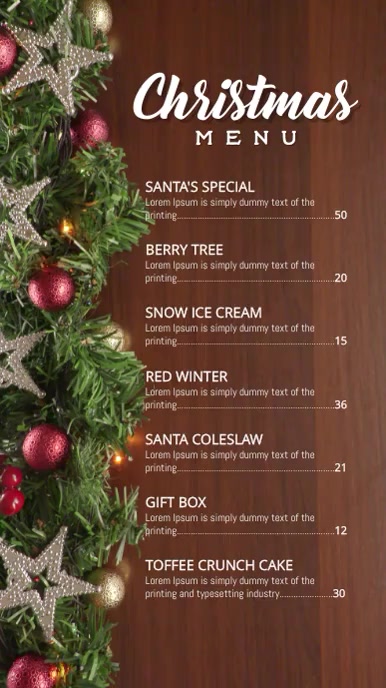 Christmas Holiday menu Template | PosterMyWall