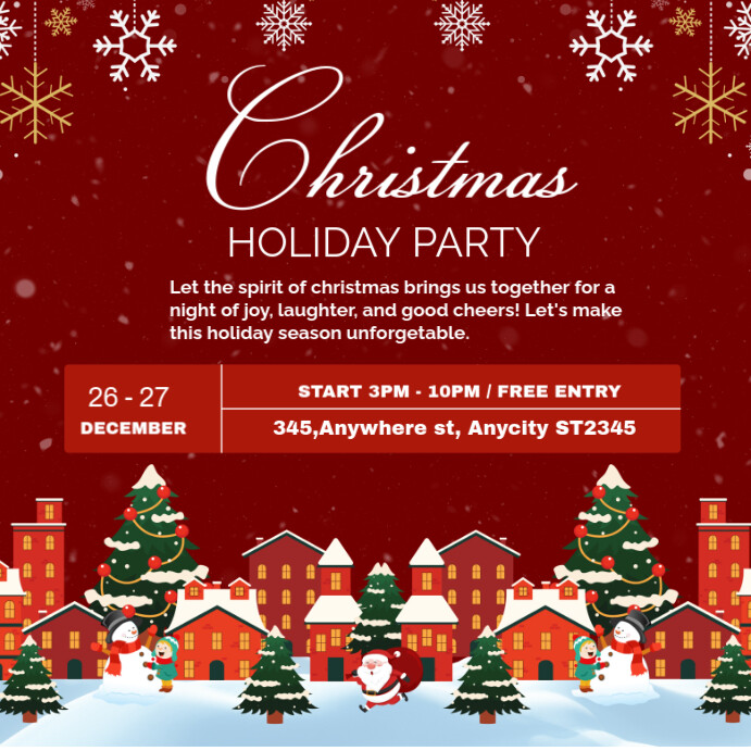 Christmas Holiday Party Template | PosterMyWall