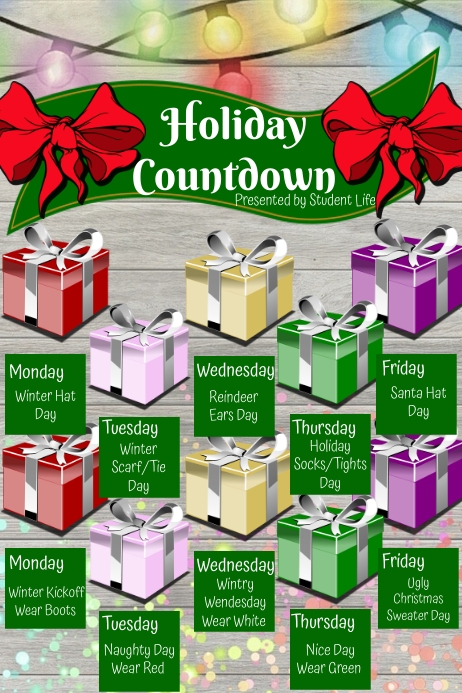 Christmas Holiday Spirit Week Flyer Template | PosterMyWall