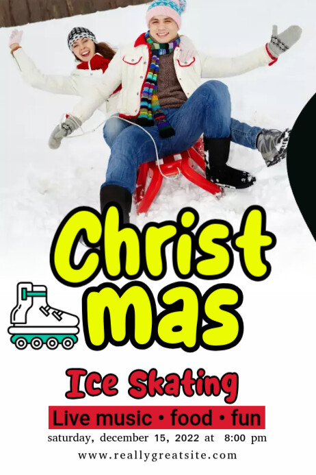 Christmas ice skating Banner Template | PosterMyWall