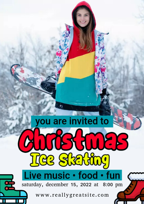 Christmas ice skating Flyer Template | PosterMyWall