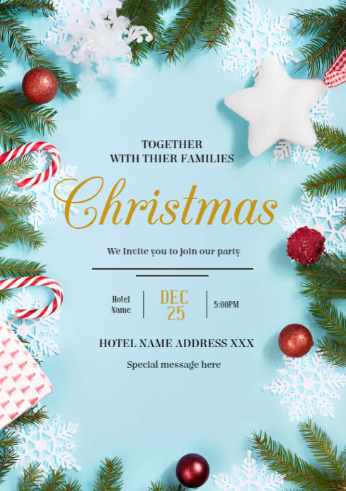 Christmas Invitation Floral Theme Template | PosterMyWall