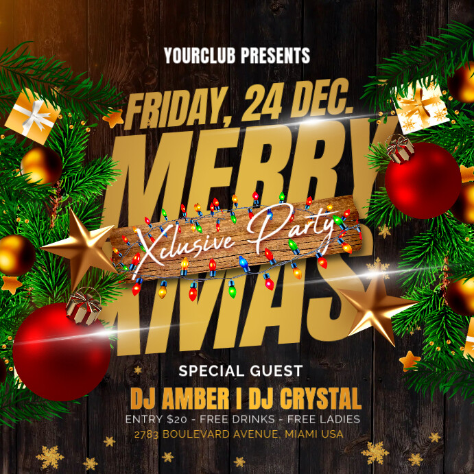 Christmas Invitation Party Template | PosterMyWall