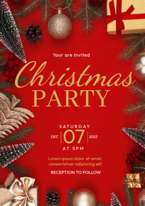 Christmas Invitation Red Theme Template | PosterMyWall