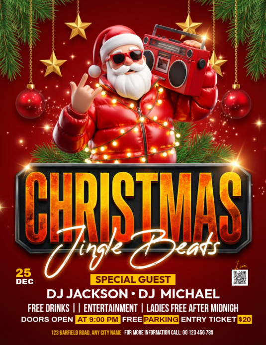 Christmas Jingle Beats Party Template | PosterMyWall