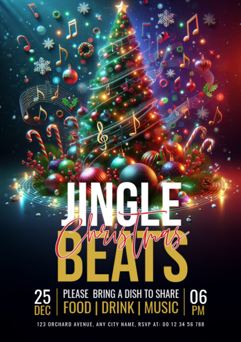 Christmas Jungle Beats Party A4 Template | PosterMyWall