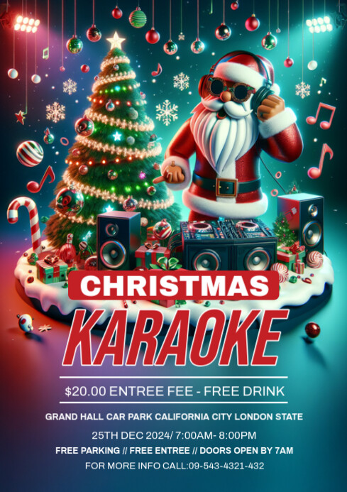 Copy of Christmas Karaoke Night Flyer Template | PosterMyWall