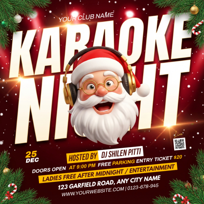 Christmas Karaoke Night Party Template | PosterMyWall