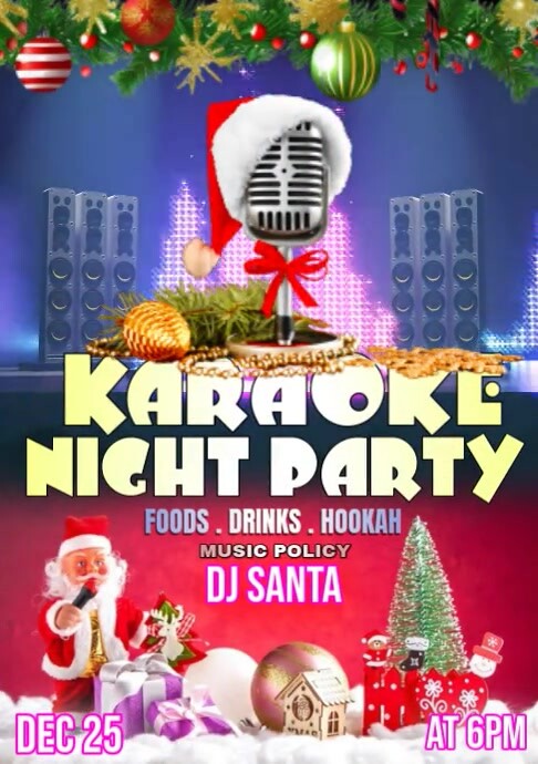 Christmas Karaoke Night Party Template | PosterMyWall