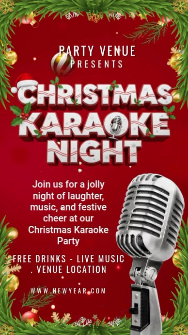 Christmas Karaoke Night Party Video Template | PosterMyWall