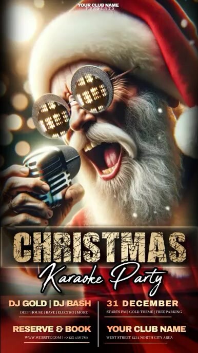 christmas karaoke night santa Template | PosterMyWall