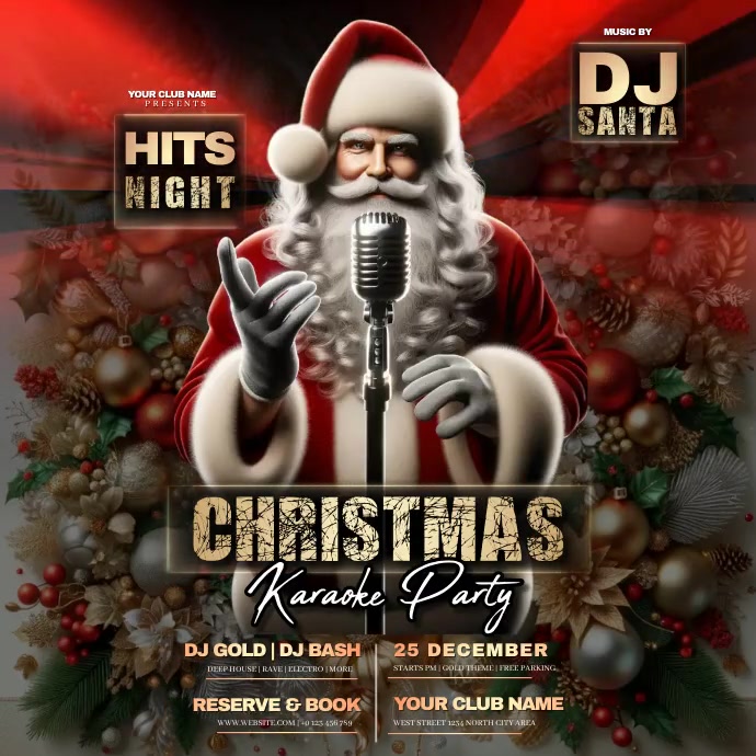 christmas karaoke night santa Template | PosterMyWall