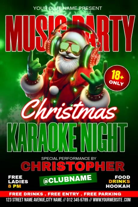 Christmas Karaoke Party Template | PosterMyWall
