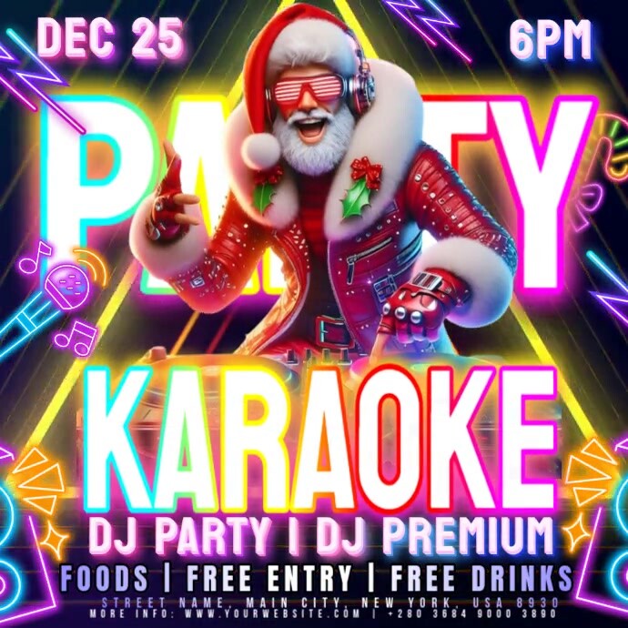 Christmas Karaoke Party Template | PosterMyWall