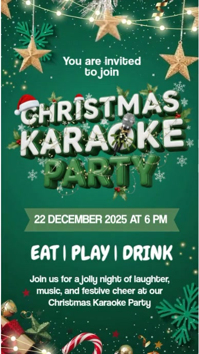 Christmas Karaoke Party Video Ads Template | PosterMyWall