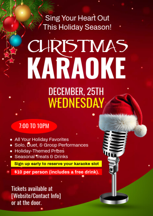 Christmas karaoke poster Template | PosterMyWall