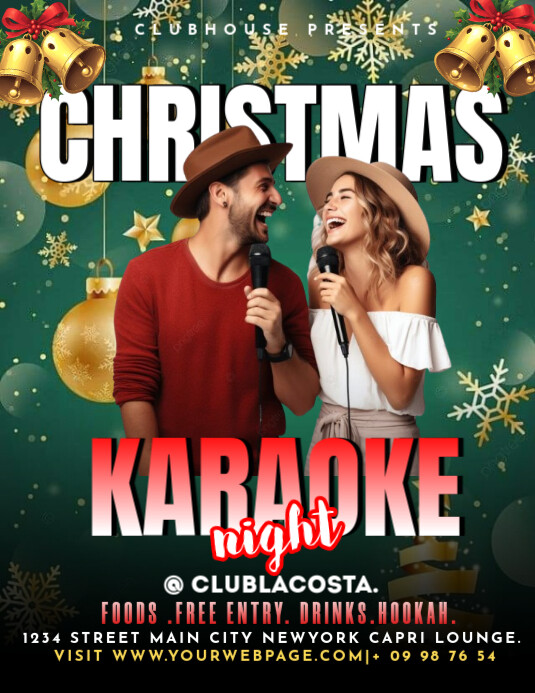 christmas karaoke posters, karaoke flyers Template | PosterMyWall