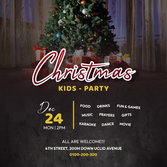 Christmas kids party Template | PosterMyWall