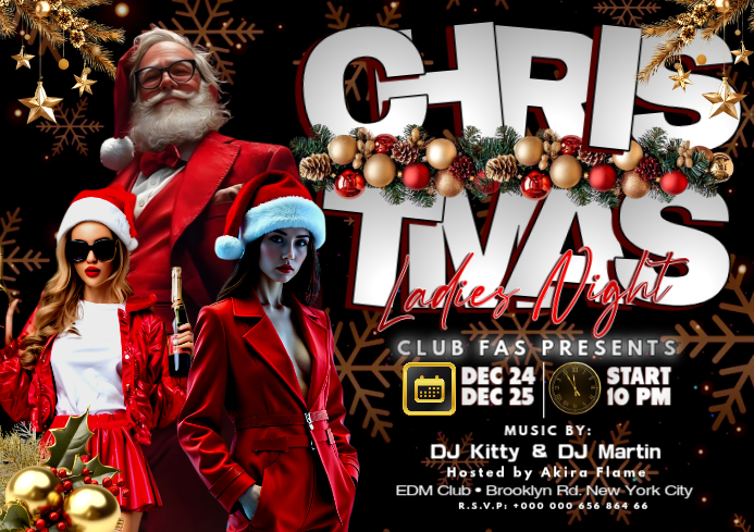 CHRISTMAS LADIES NIGHT CELEBRATION Template | PosterMyWall