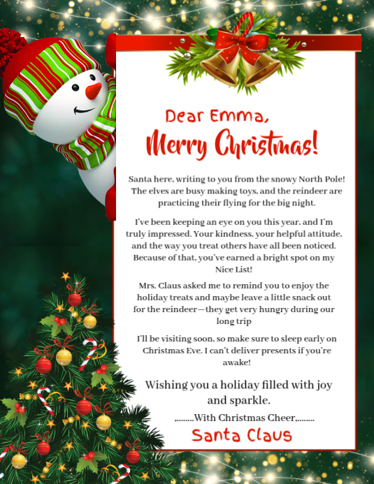 Plantilla de Christmas letter from Santa Design Template | PosterMyWall