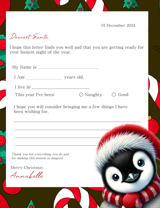 christmas letter to santa claus design template | PosterMyWall