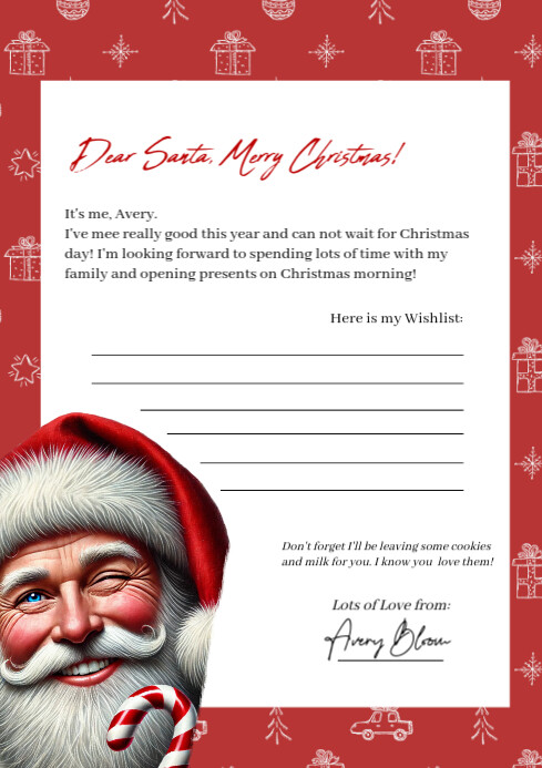 christmas letter to santa claus design template | PosterMyWall