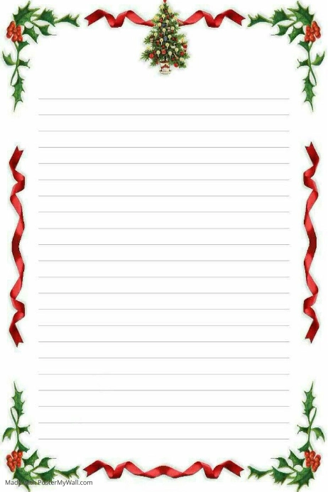 Christmas Letter writing template with Holly Border | PosterMyWall
