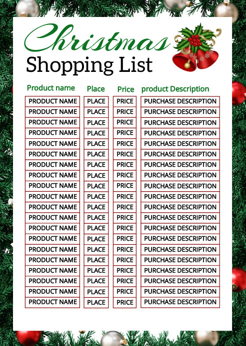 Christmas list Template | PosterMyWall