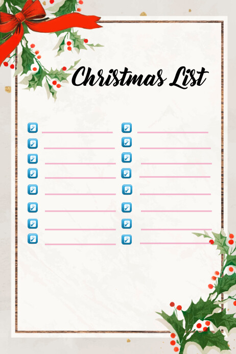 christmas list flyers templates | PosterMyWall