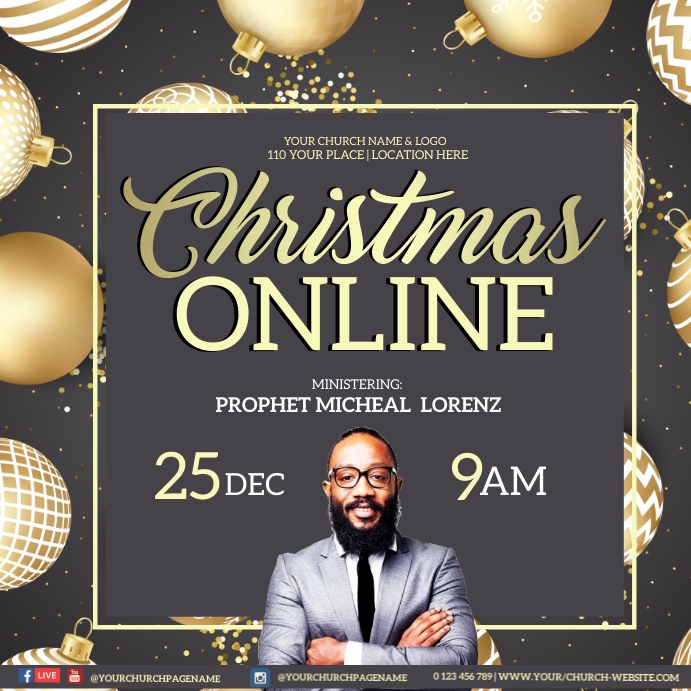 CHRISTMAS LIVE ONLINE SERMON TEMPLATE | PosterMyWall