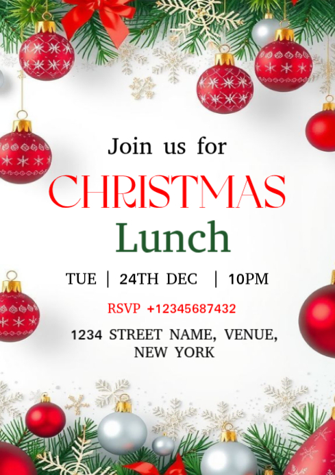 Christmas Lunch A4 Template | PosterMyWall
