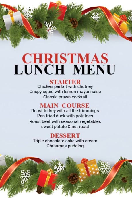 Christmas Lunch Menu Template | PosterMyWall