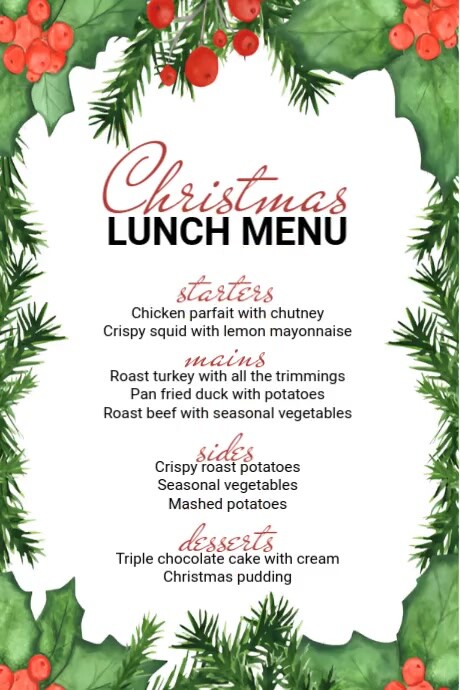 Plantilla de Christmas Lunch Menu | PosterMyWall