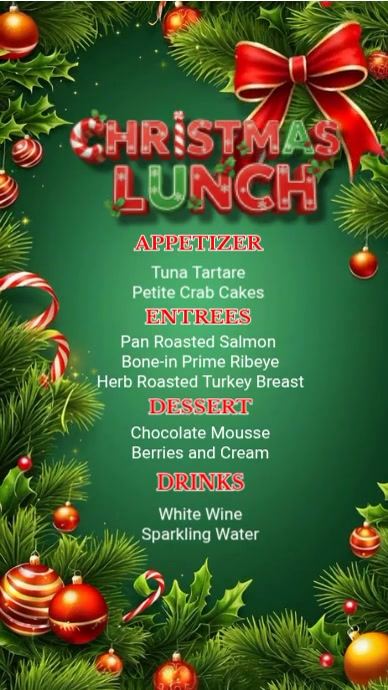Christmas Lunch Menu Reel Template | PosterMyWall