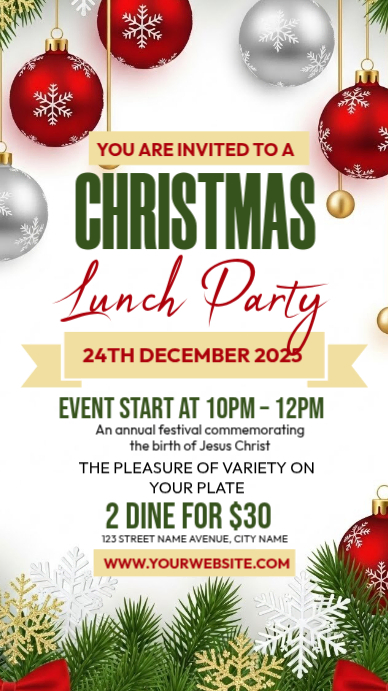 Christmas Lunch Party Flyer Template | PosterMyWall