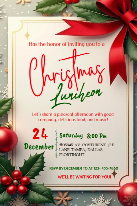 Christmas Luncheon invitation celebration temple flayer editablet ...