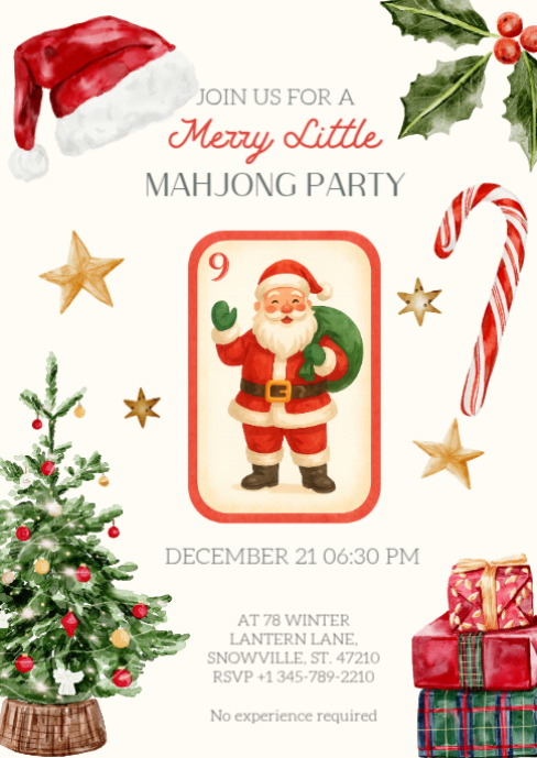 Christmas Mahjong Night Invitation Template | PosterMyWall