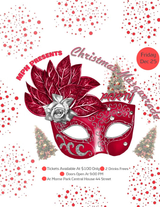 Christmas Masqurade Party Template | PosterMyWall